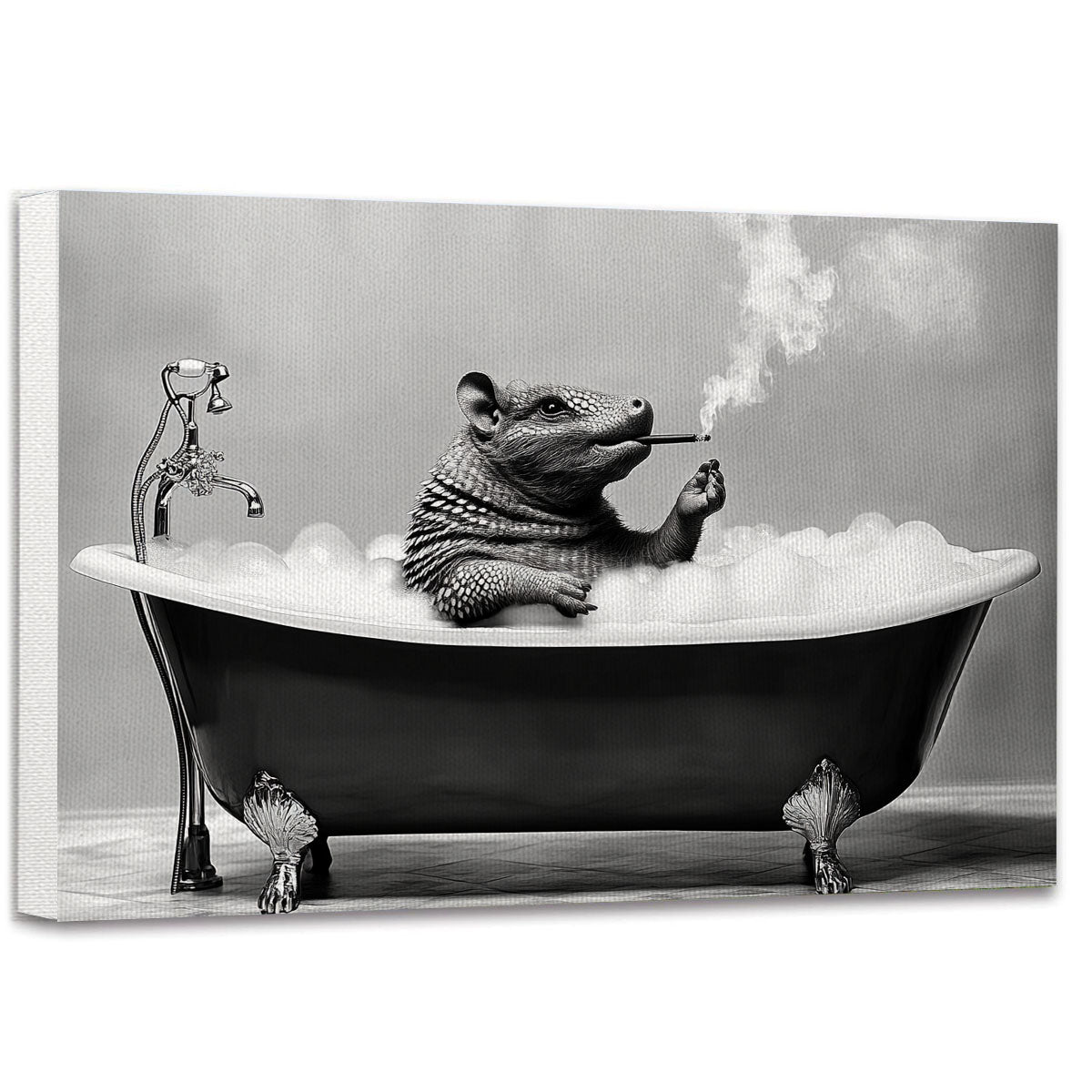 Armadillo Smoking a Cigarette Art Poster,Armadillo in Bathtub Wall Art ...