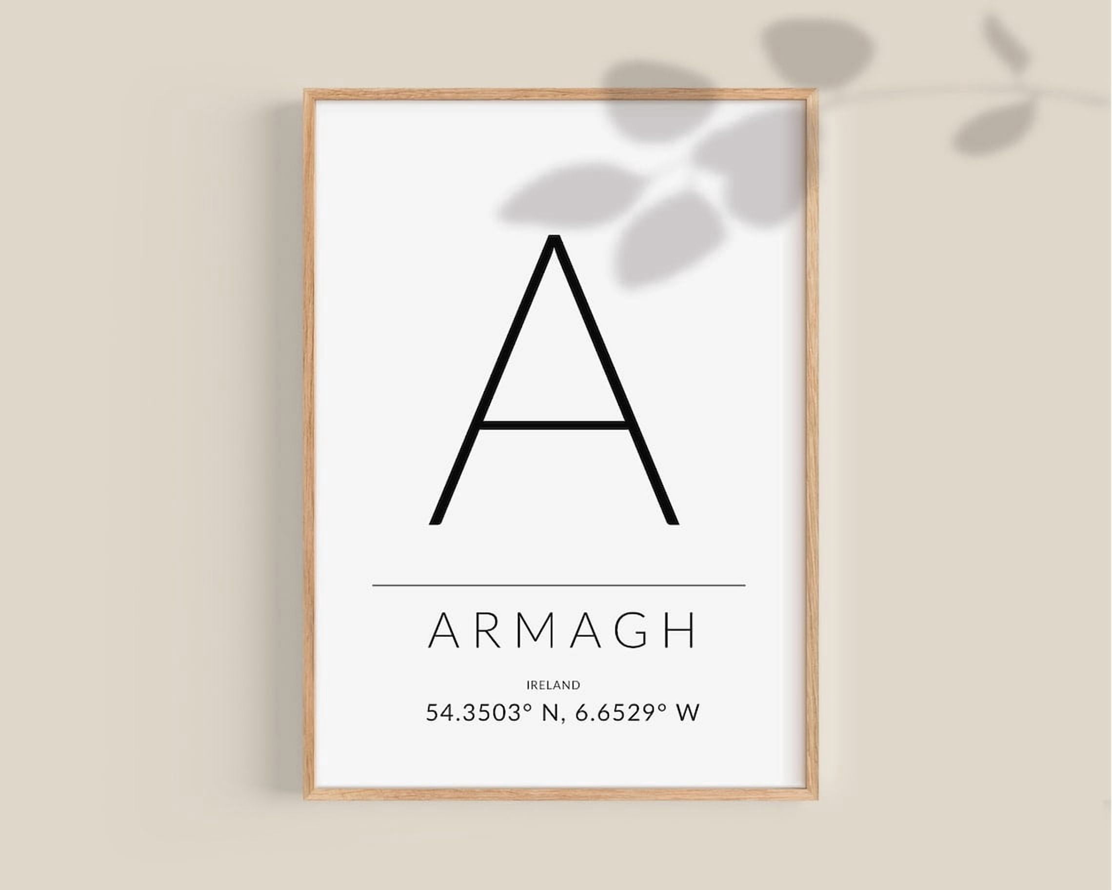 Armagh Irish Wall Art Poster Ireland GPS coordinates Map s Poster ...