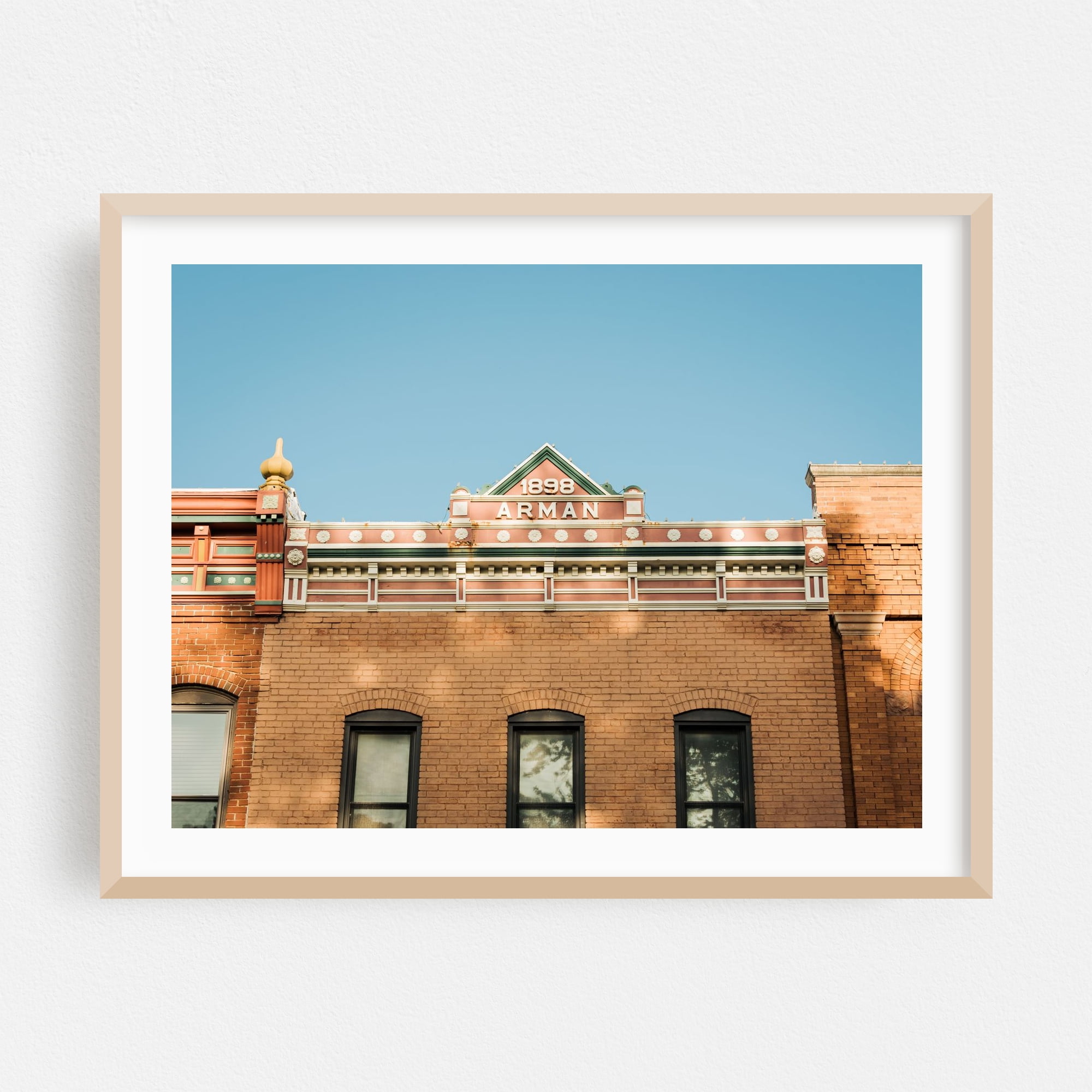 Arman 1898 - Pontiac Illinois Photography Architecture Vintage City Art Deco Oak Framed Wall Art ...