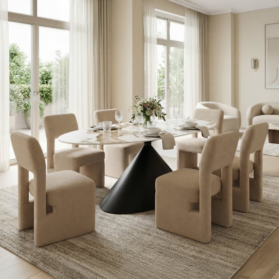 Armana Dining Table White & Brown Dining Table, Modern Style, Faux ...