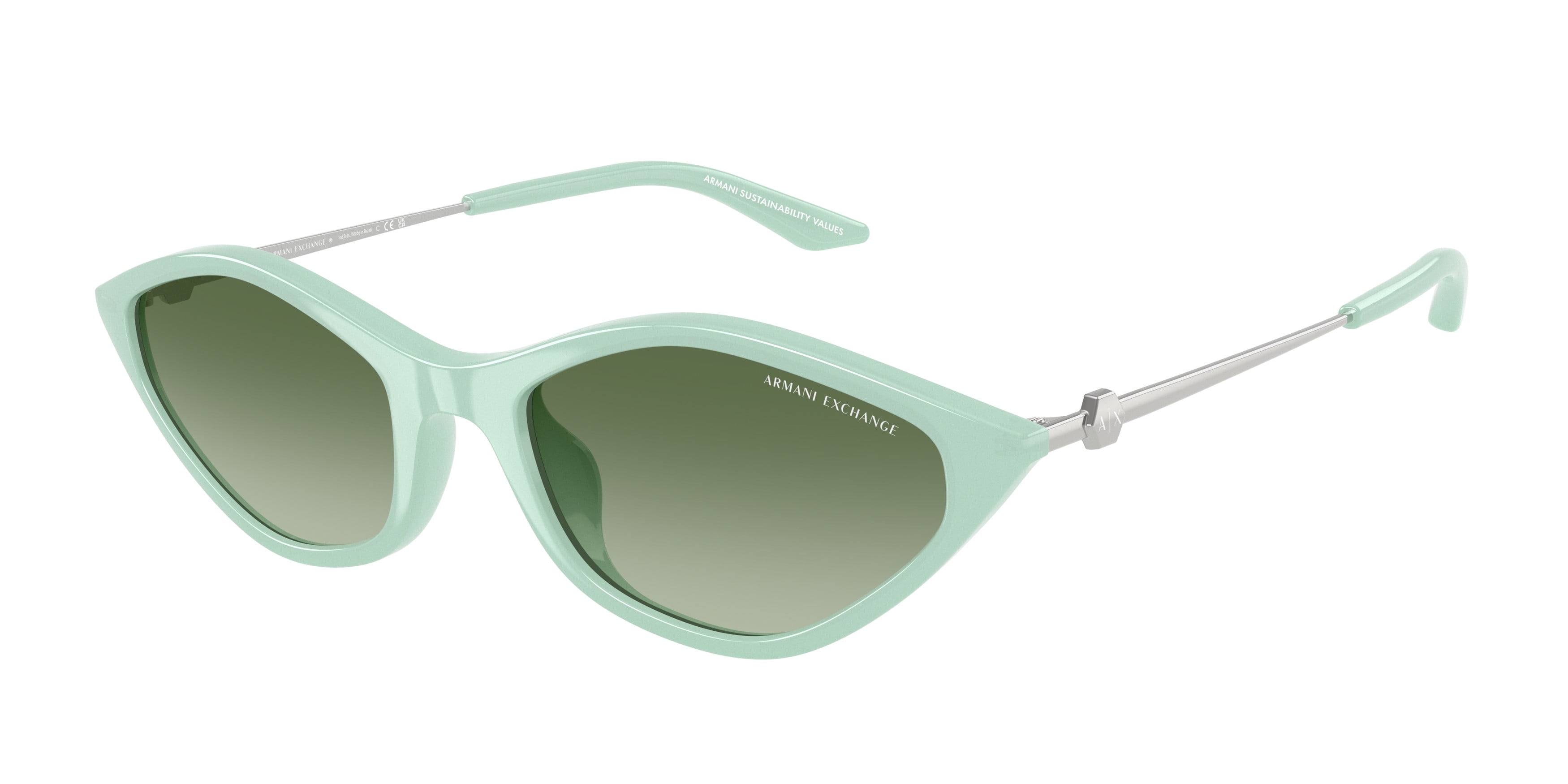 Armani Exchange AX 4152SU Plastic Womens Irregular Sunglasses Opalescent Green 55mm Adult ...