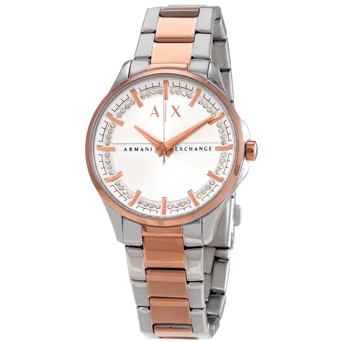 Armani Exchange Lady Hampton Quartz White Dial Two-tone Ladies Watch ...