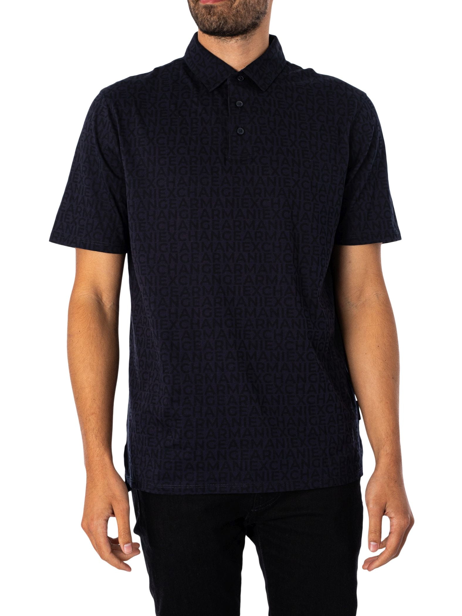 Armani Exchange Lettering Polo Shirt, Blue - Walmart.com
