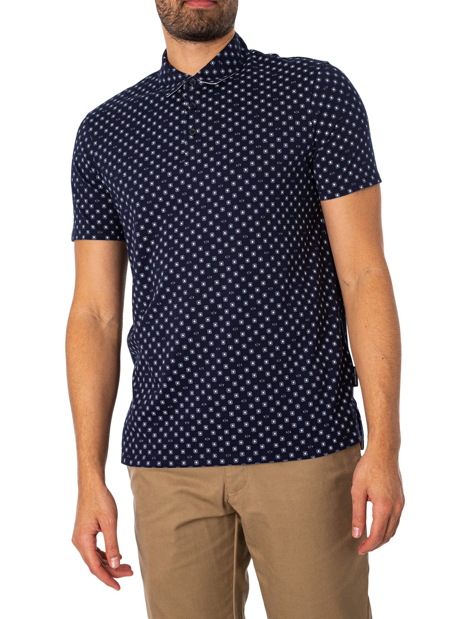 Armani Exchange Rhombus Pattern Polo Shirt, Blue - Walmart.com