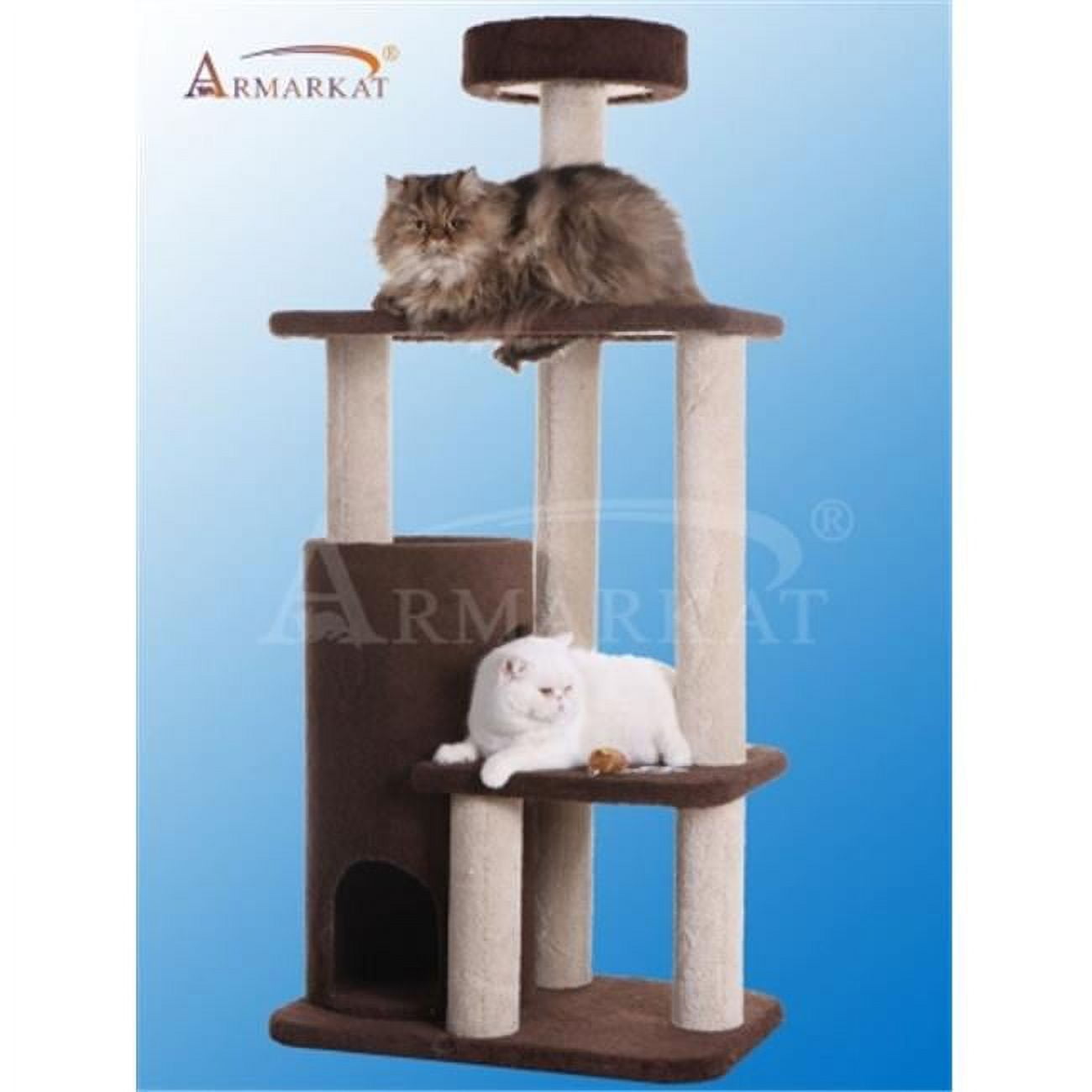 Armarkat 3-Level Carpeted Real Wood Cat Tree Condo Kitten Playhouse ...
