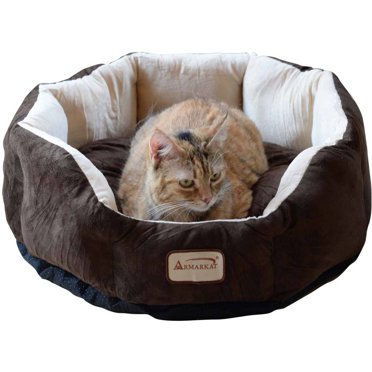 Armarkat 2-In-1 Cat Bed Cave Shape And Cuddle Pet Bed, Orange/Beige ...