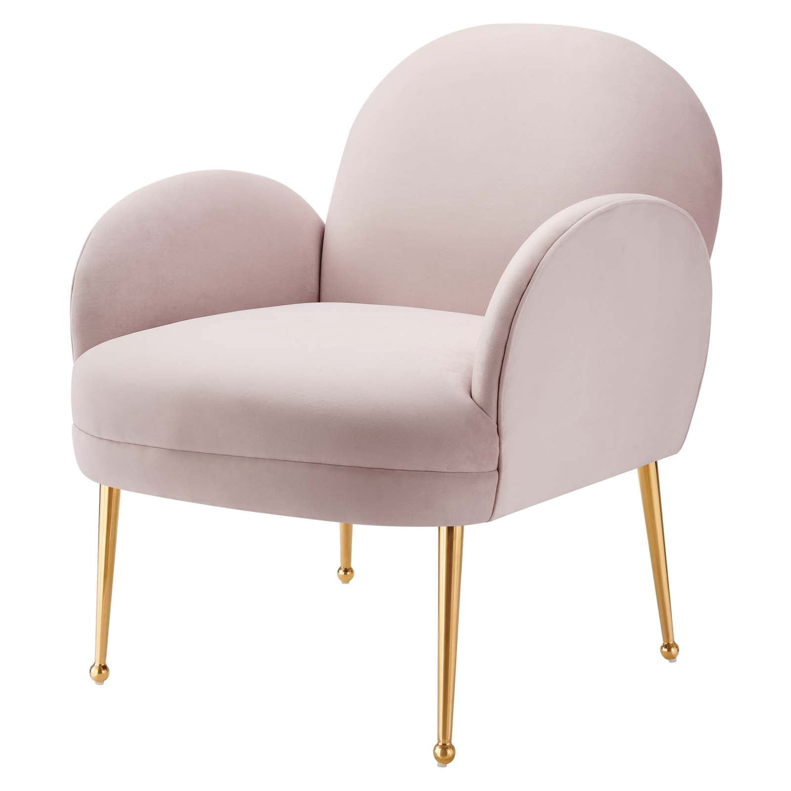 Armchair Accent Chair, Pink, Velvet, Modern Contemporary, Mid Century ...