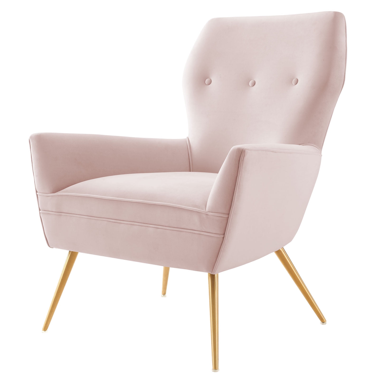 Armchair Accent Tufted Chair, Pink, Velvet, Modern Contemporary, Mid ...