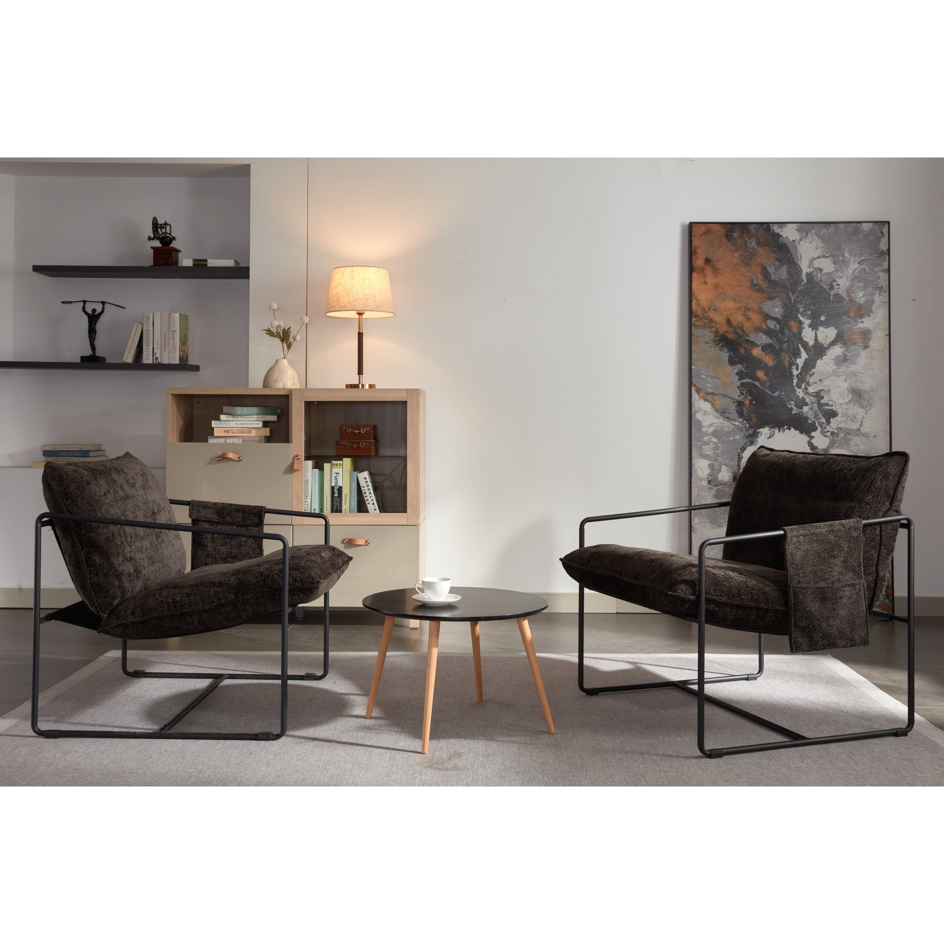 Armchair With Arm Pocket In Dark Gray. 2 Chairs 1 Box. Modern Look For ...