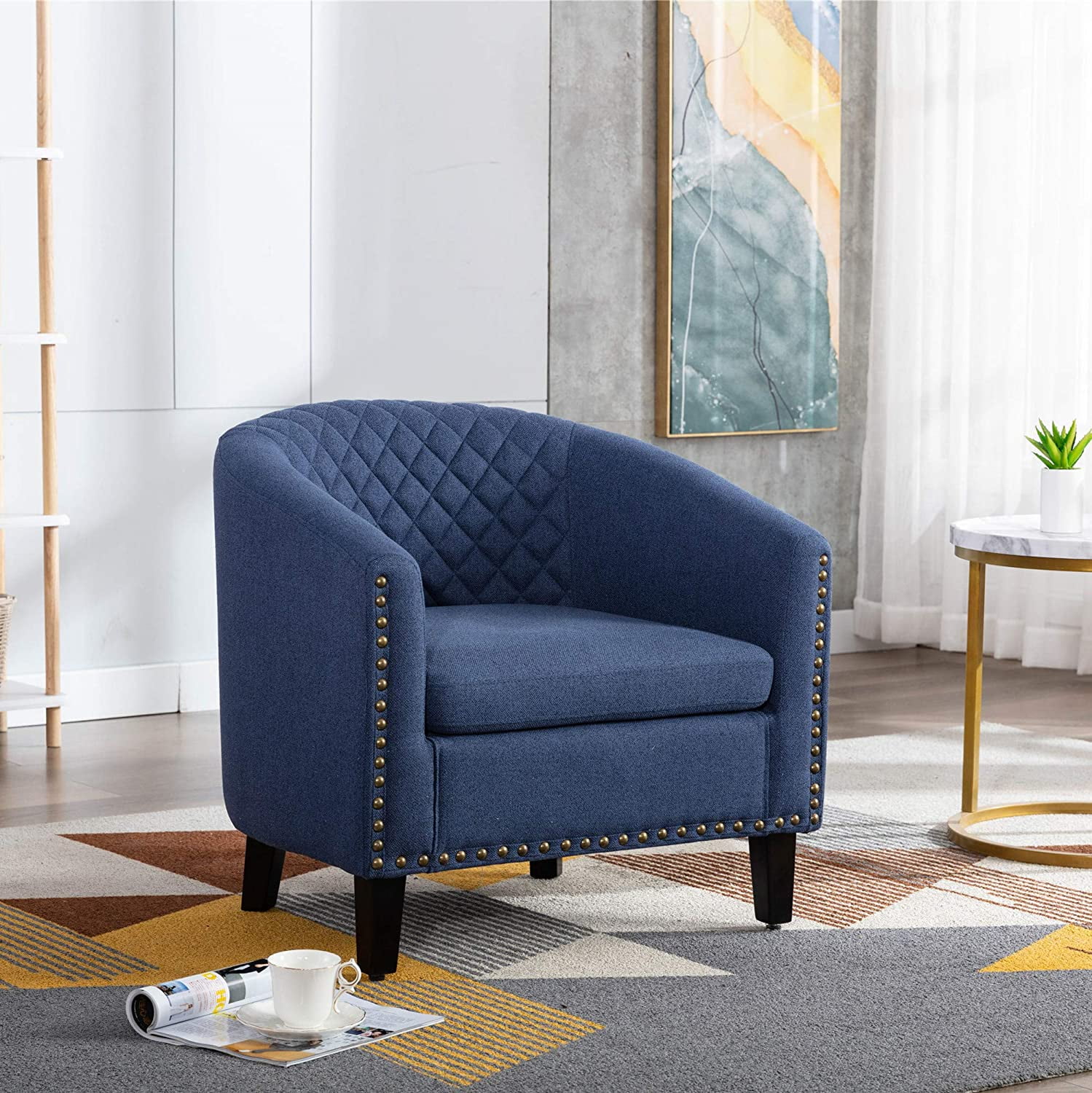 Armchair Barrel Club Chair,Modern Microfiber Accent Chair Arm Club ...