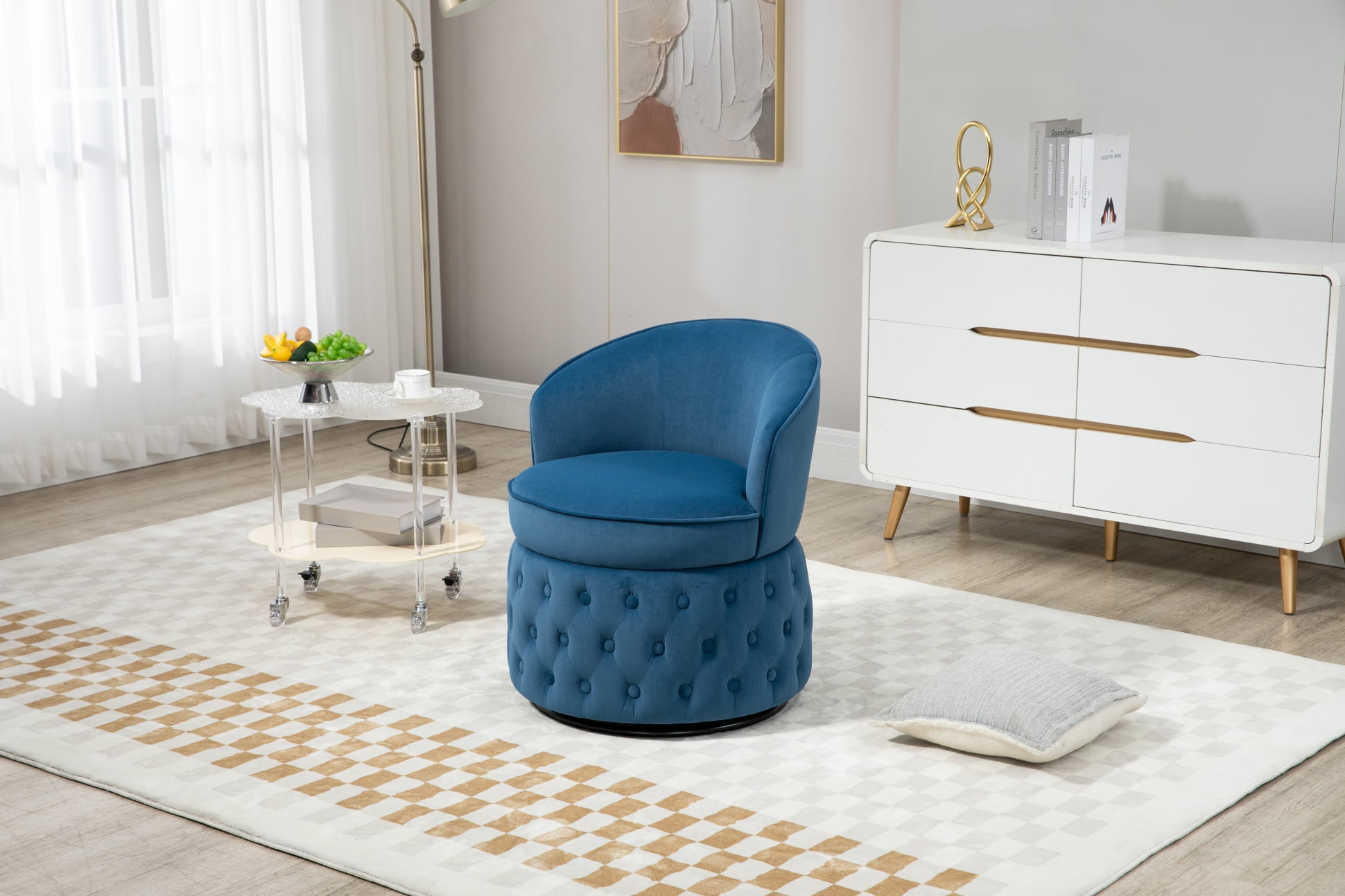 Armchair Comfy Round Club Chairs with Wide Upholstered, 360 Degree ...