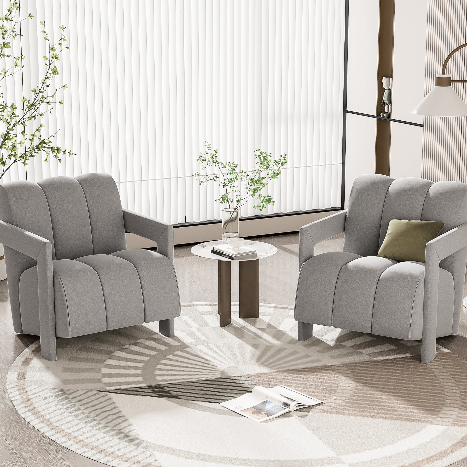 Armchair Pair For Living Room, 26.3'' Modern, L-shaped , Cloth, Frame ...