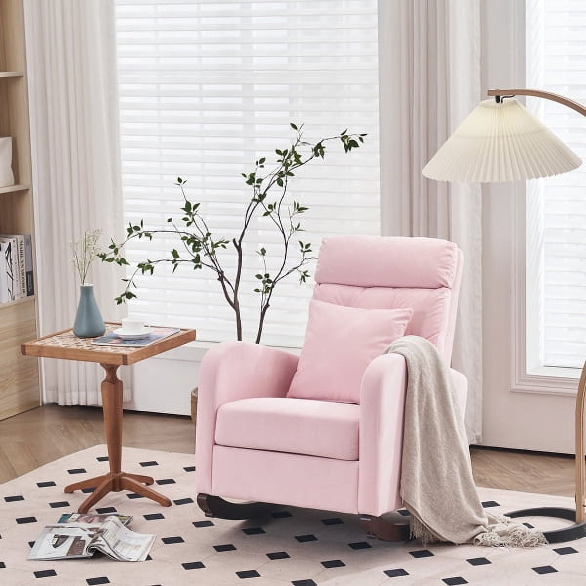 Armchair Rocking Chair, Fabric Upholstered High Back Chair with 2 Types ...