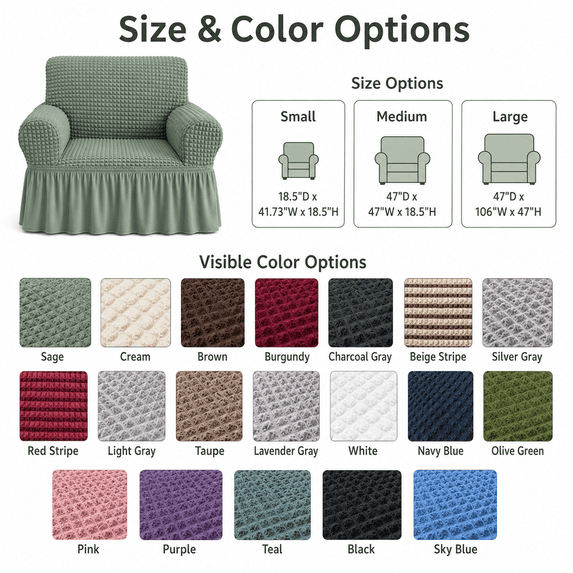 Armchair Slipcover 1 Piece Stretch Sofa Couch Cover with Skirt for 1 ...