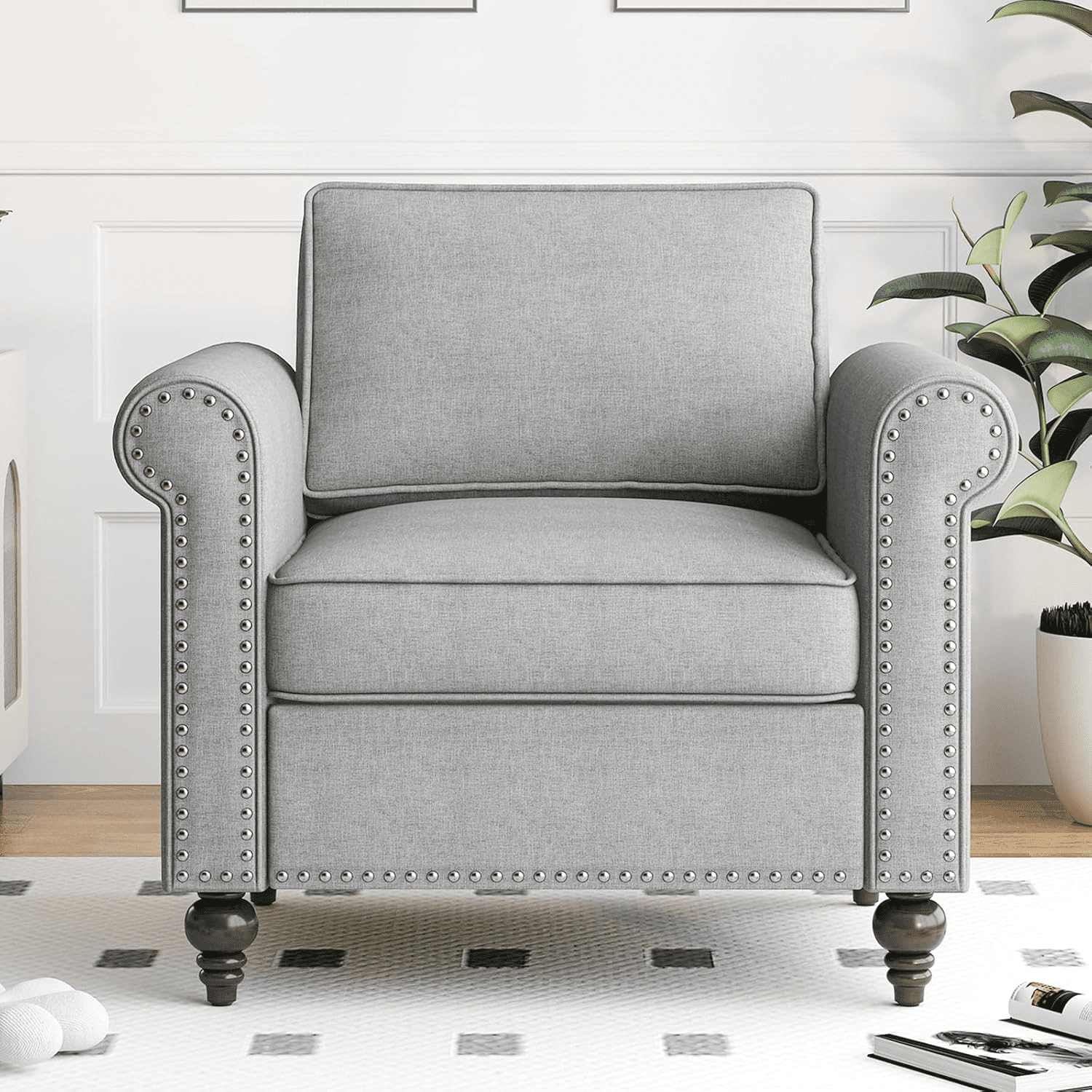 Armchair Upholstered Accent Chair Couch Sofa Small Accent Chair Fabric1 ...