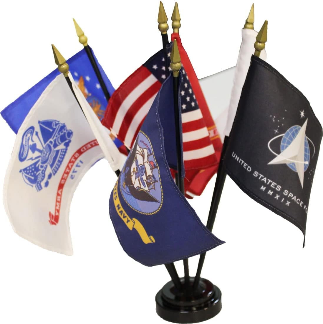 Armed Forces (Style A) - 4 in. x 6 in. Military Stick Flag Set (7 Flags ...