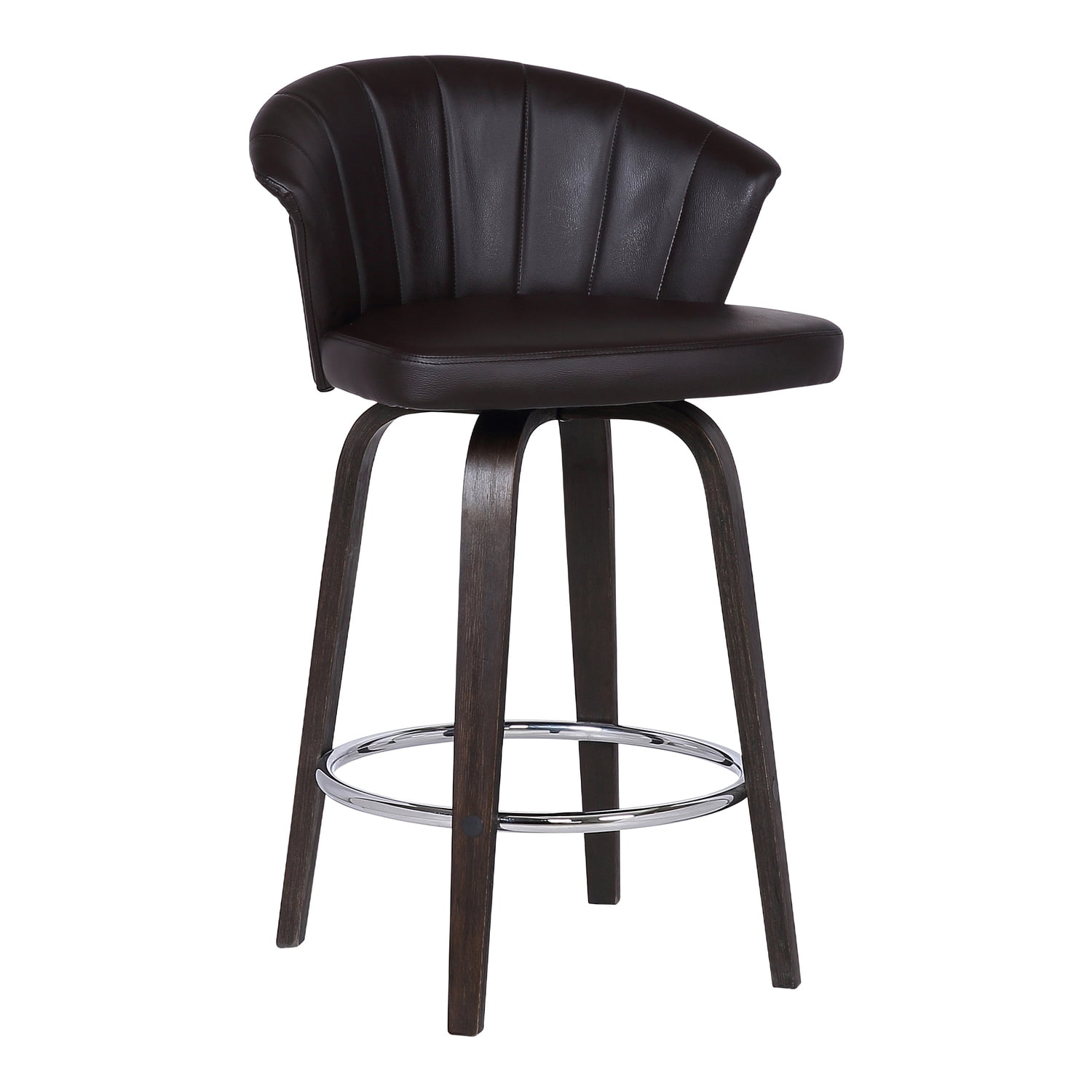 Ashley Wood Back 26" Swivel Brown Faux Leather Bar Stool - Walmart.com