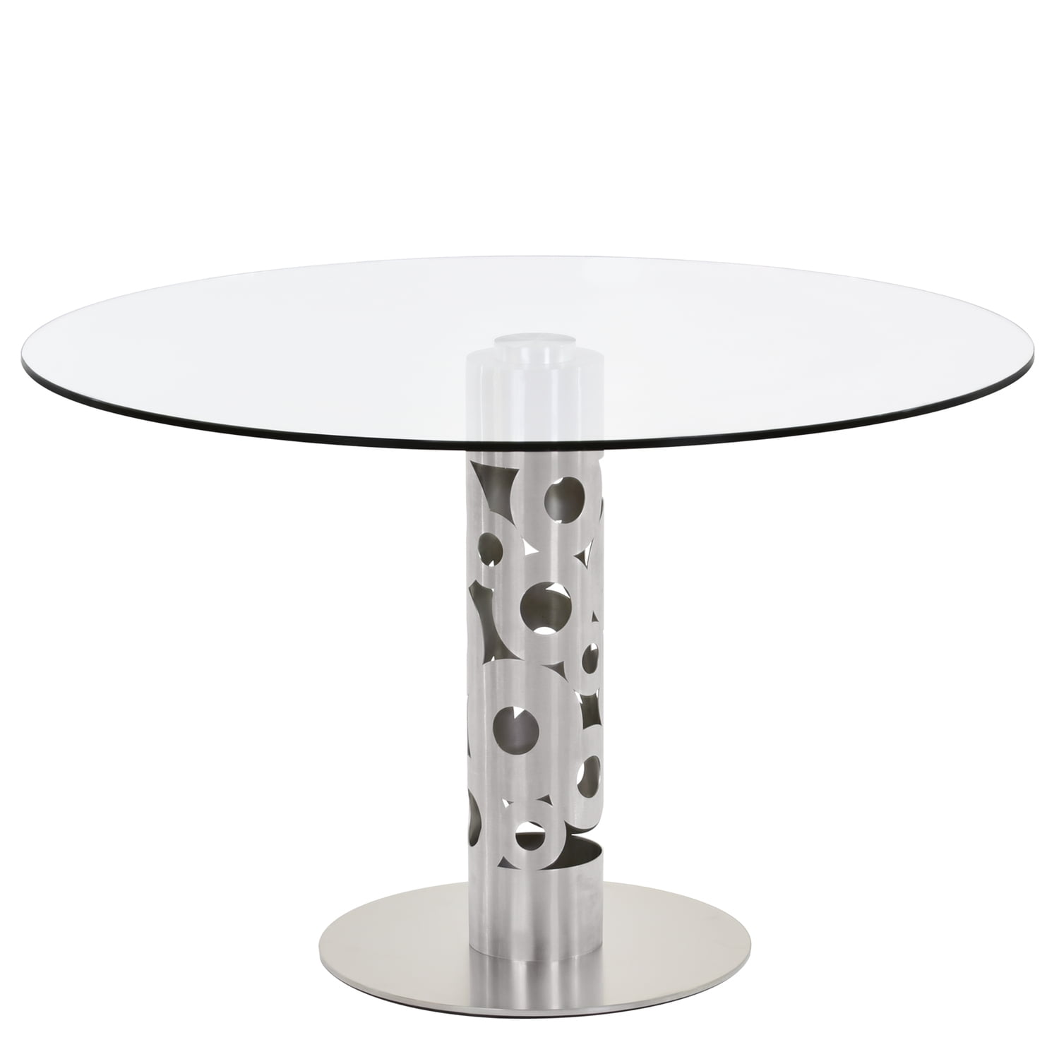Armen Living Berlin Round Dining Table in Brushed Stainless Steel and ...