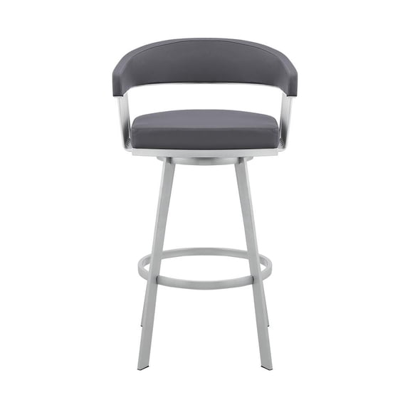 30"Round Grey Velvet Bar Stools Upholstered Kitchen Counter Height ...