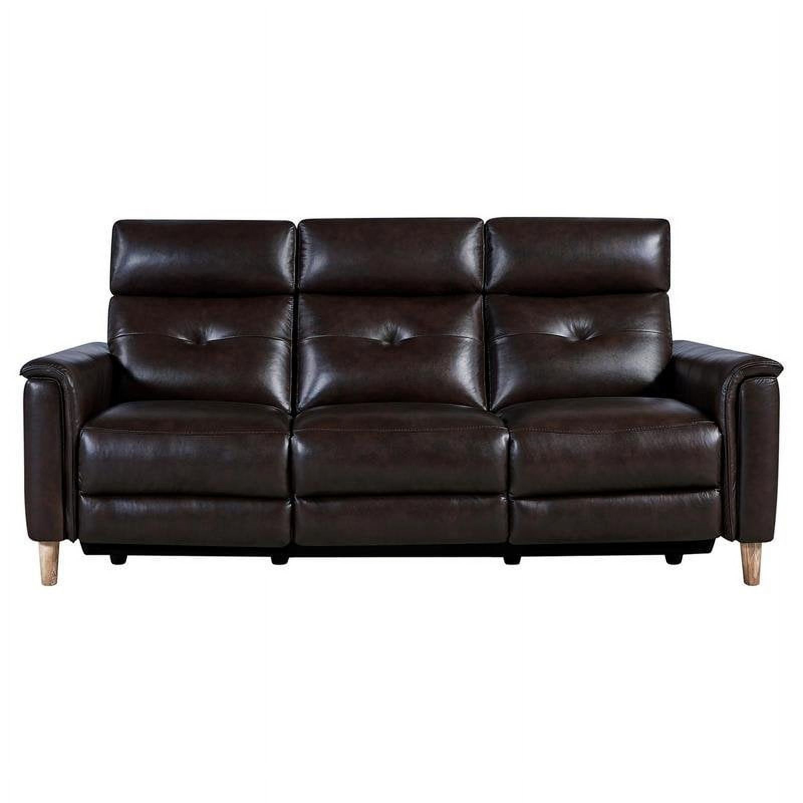 Armen Living Bynes Top Grain Leather Power Recliner Sofa with USB in ...