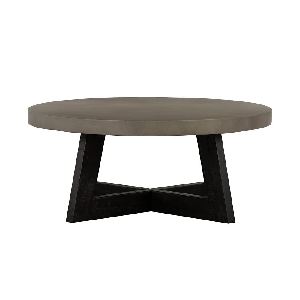 Chester Modern Concrete and Acacia Round Coffee Table - Walmart.com