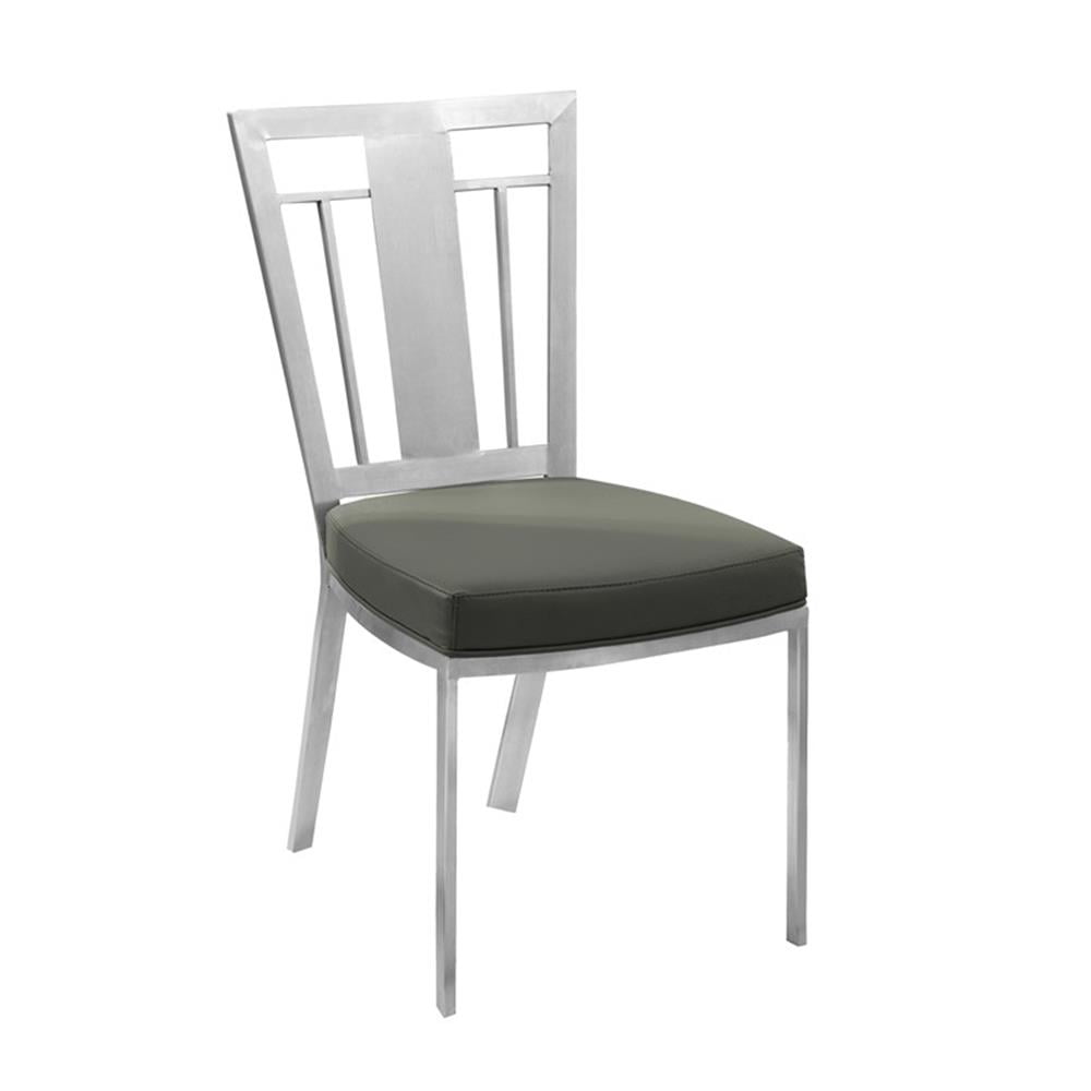 Armen Living Cleo Upholstered Modern Faux Leather & Steel Dining Chair ...