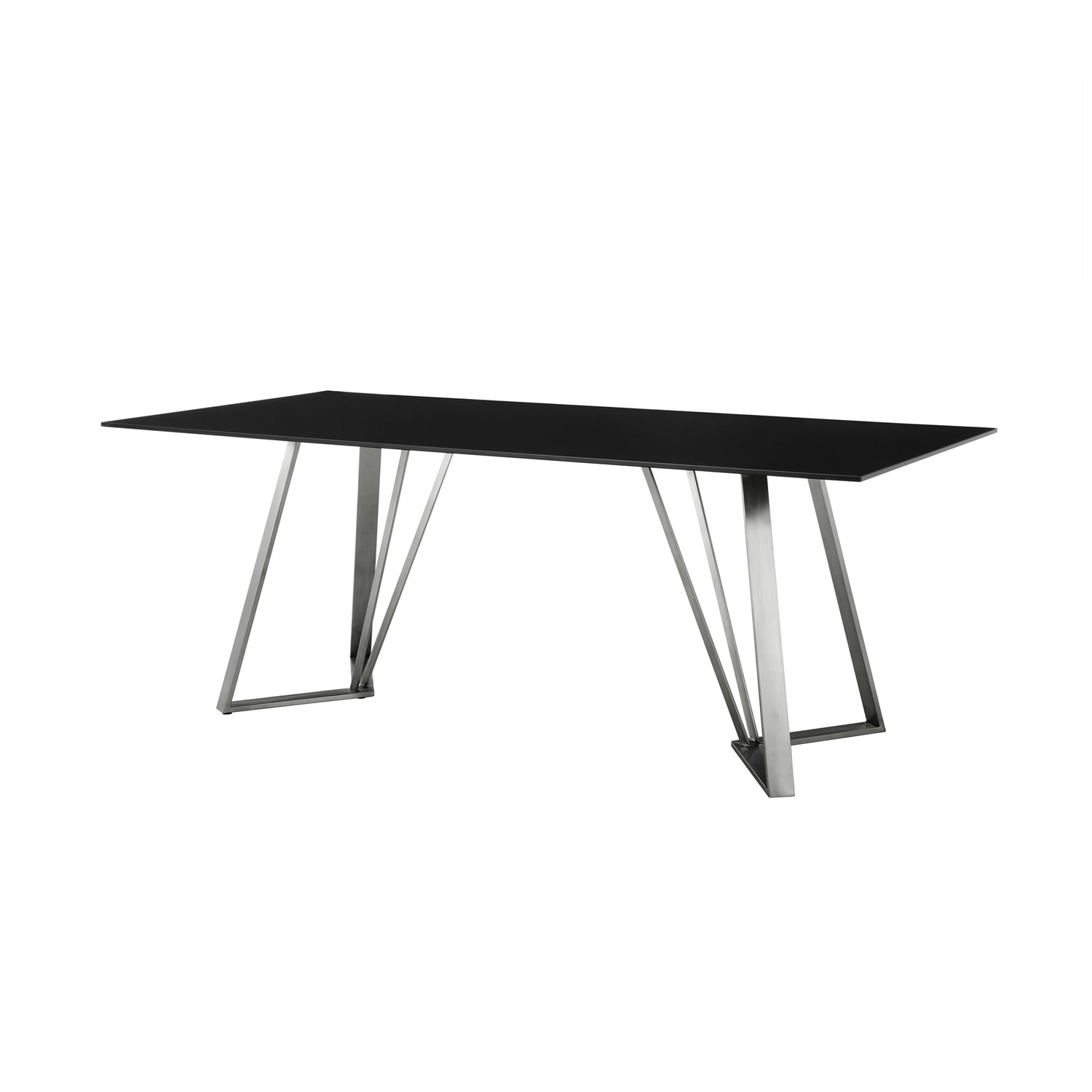 Armen Living Cressida Stainless Steel Dining Room Table in Black/Chrome ...