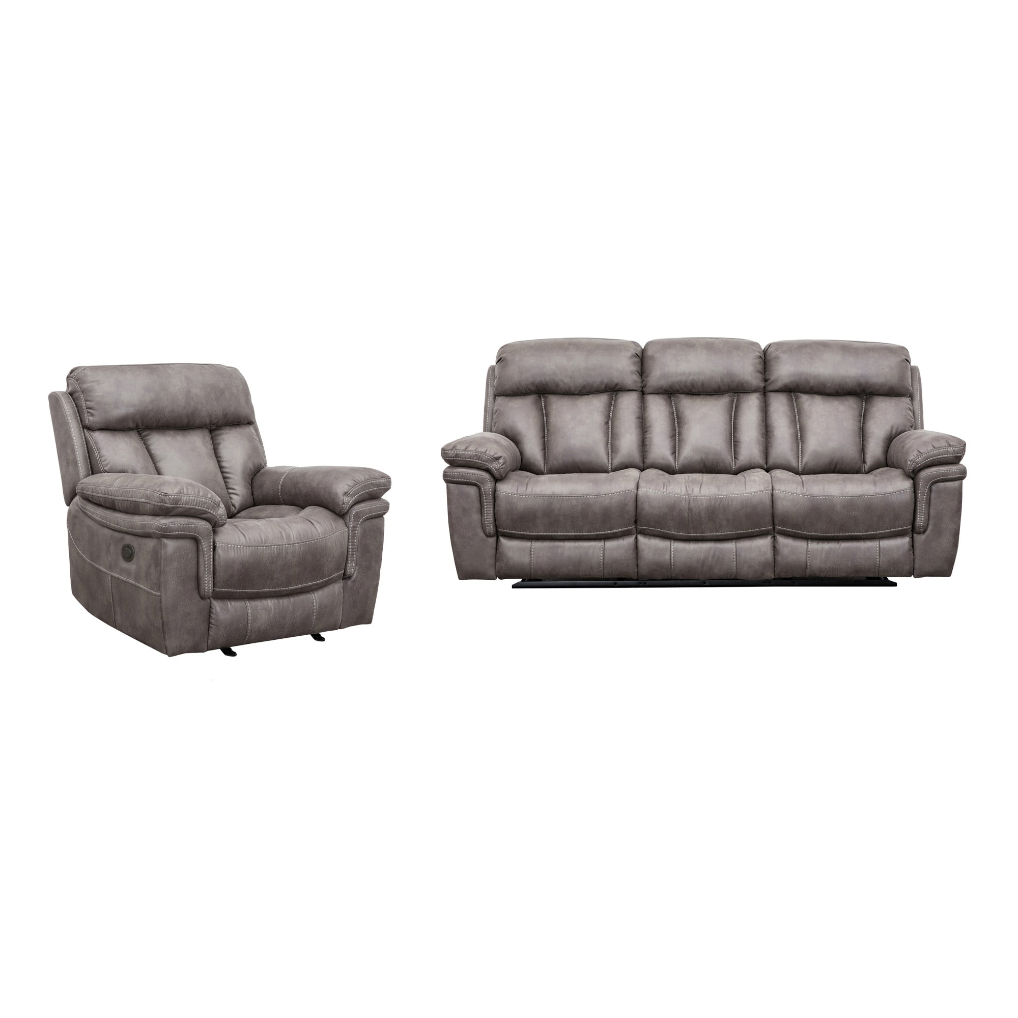 Armen Living Estelle Power Reclining 2 Piece Sofa and Recliner Set in ...