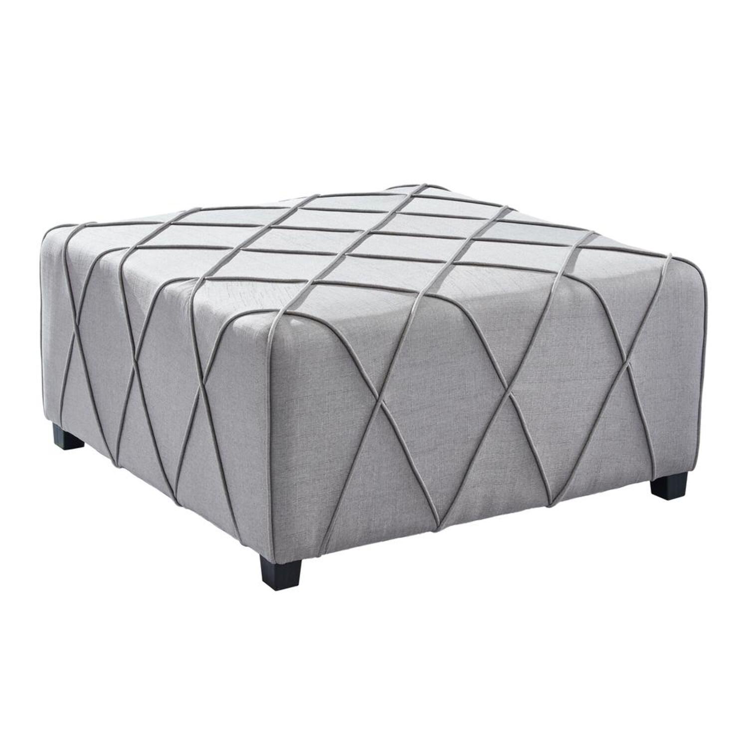 Armen Living Gemini Modern Linen Fabric Ottoman in Silver and Black ...