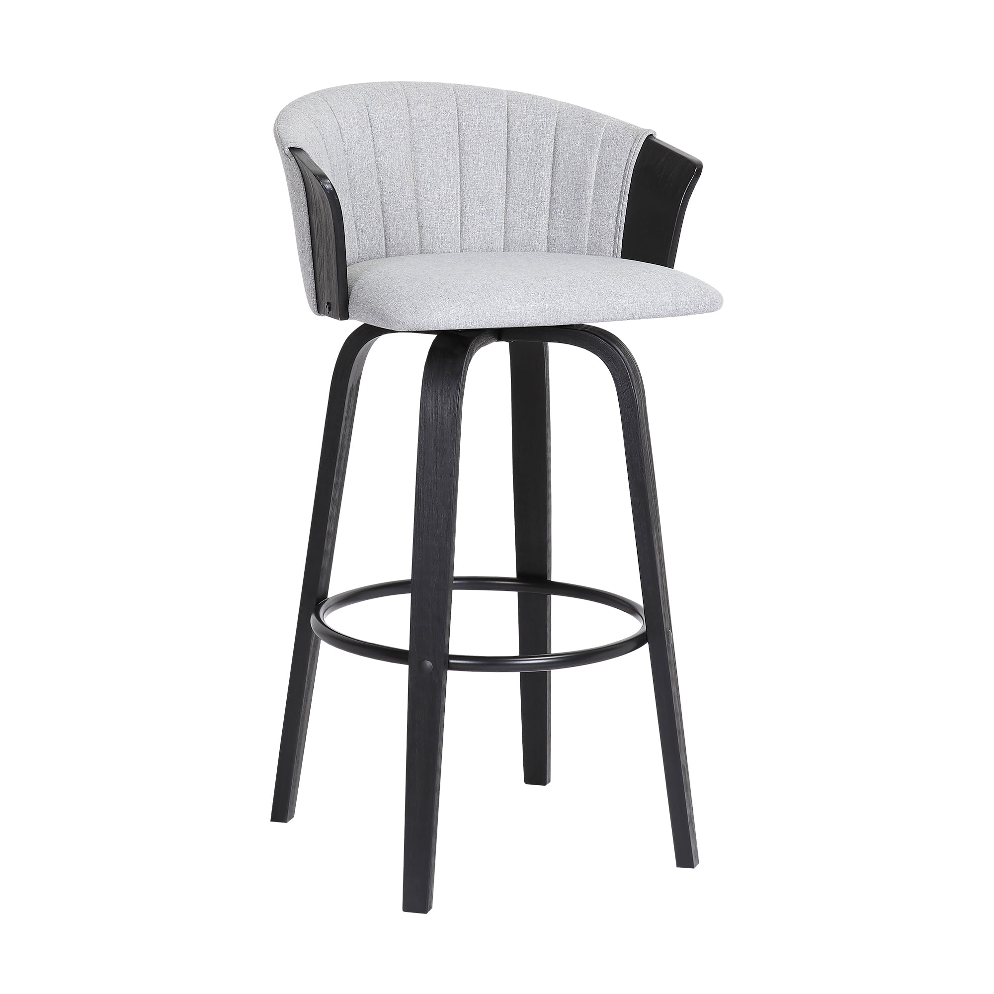 Diana 30" Swivel Black Wood Bar Stool in Light Gray Fabric - Walmart.com