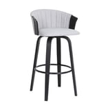 Diana 30" Swivel Black Wood Bar Stool in Light Gray Fabric - Walmart.com
