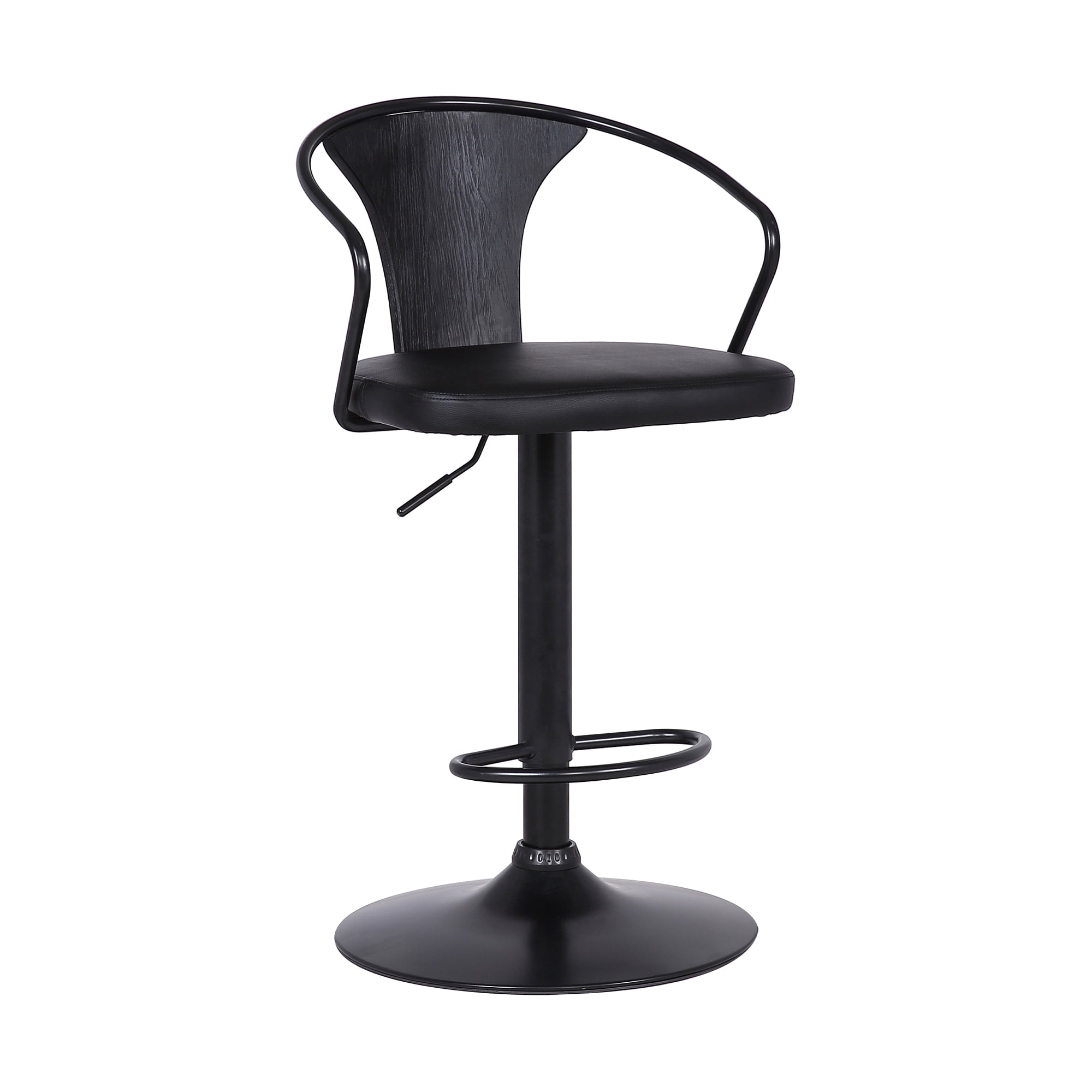 Eagle Adjustable Height Swivel Black Faux Leather and Black Wood Bar ...