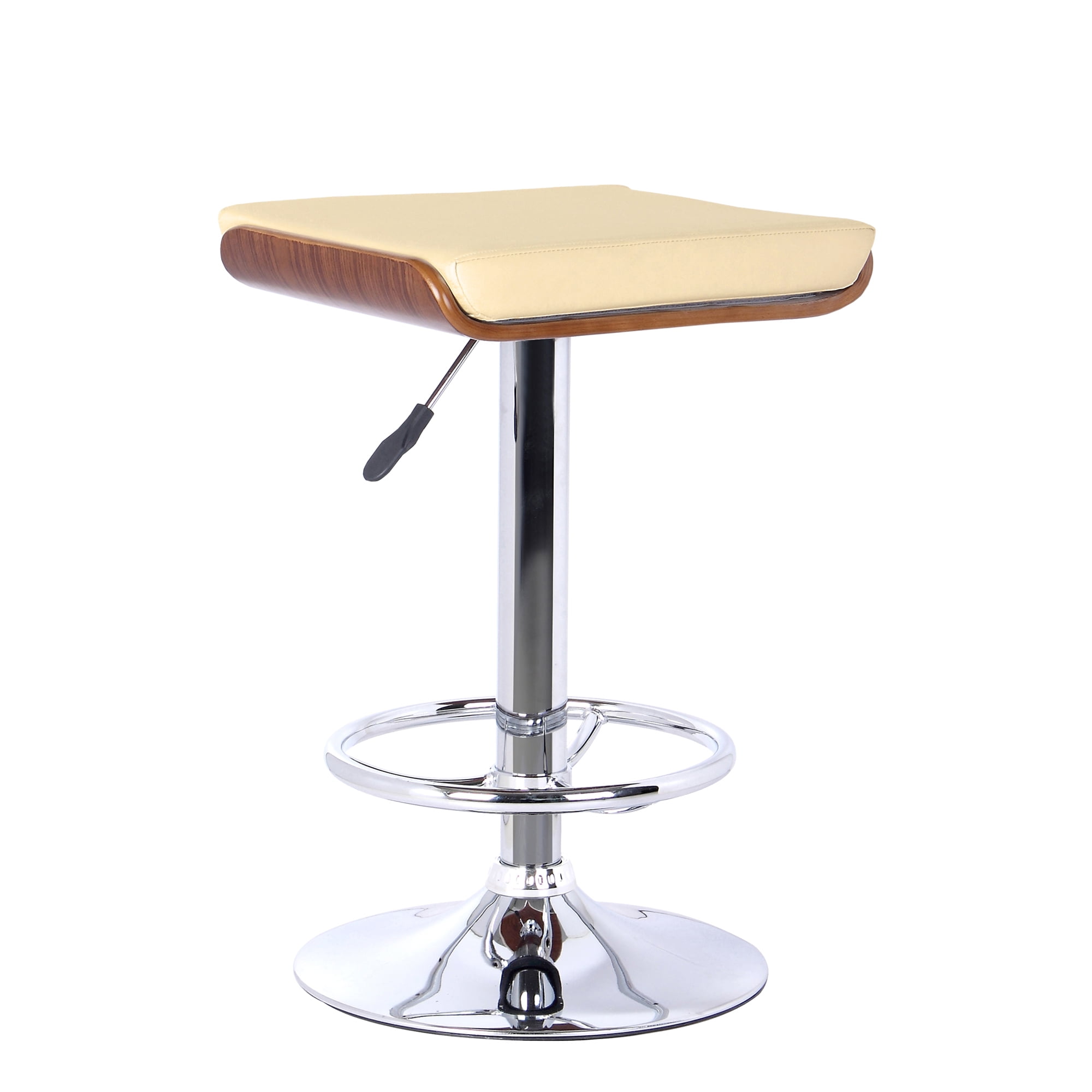 Armen Living Java Barstool, Chrome Finish with Walnut Wood and PU Upholstery - Walmart.com