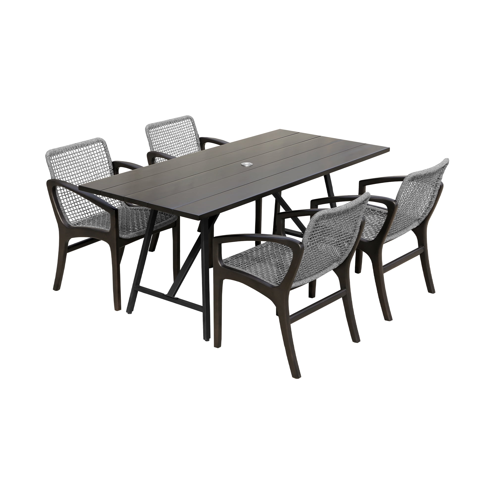 Koala and Brighton 5 Piece Outdoor Patio Dining Set in Dark Eucalyptus ...