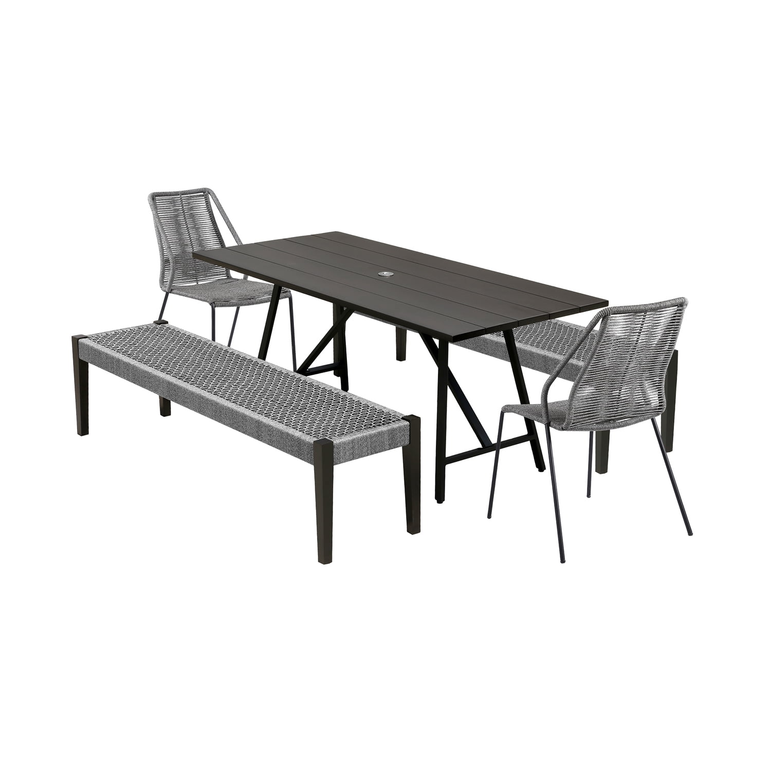 Armen Living Koala Clip Camino 5-Piece Outdoor Wood Dining Set in Gray ...