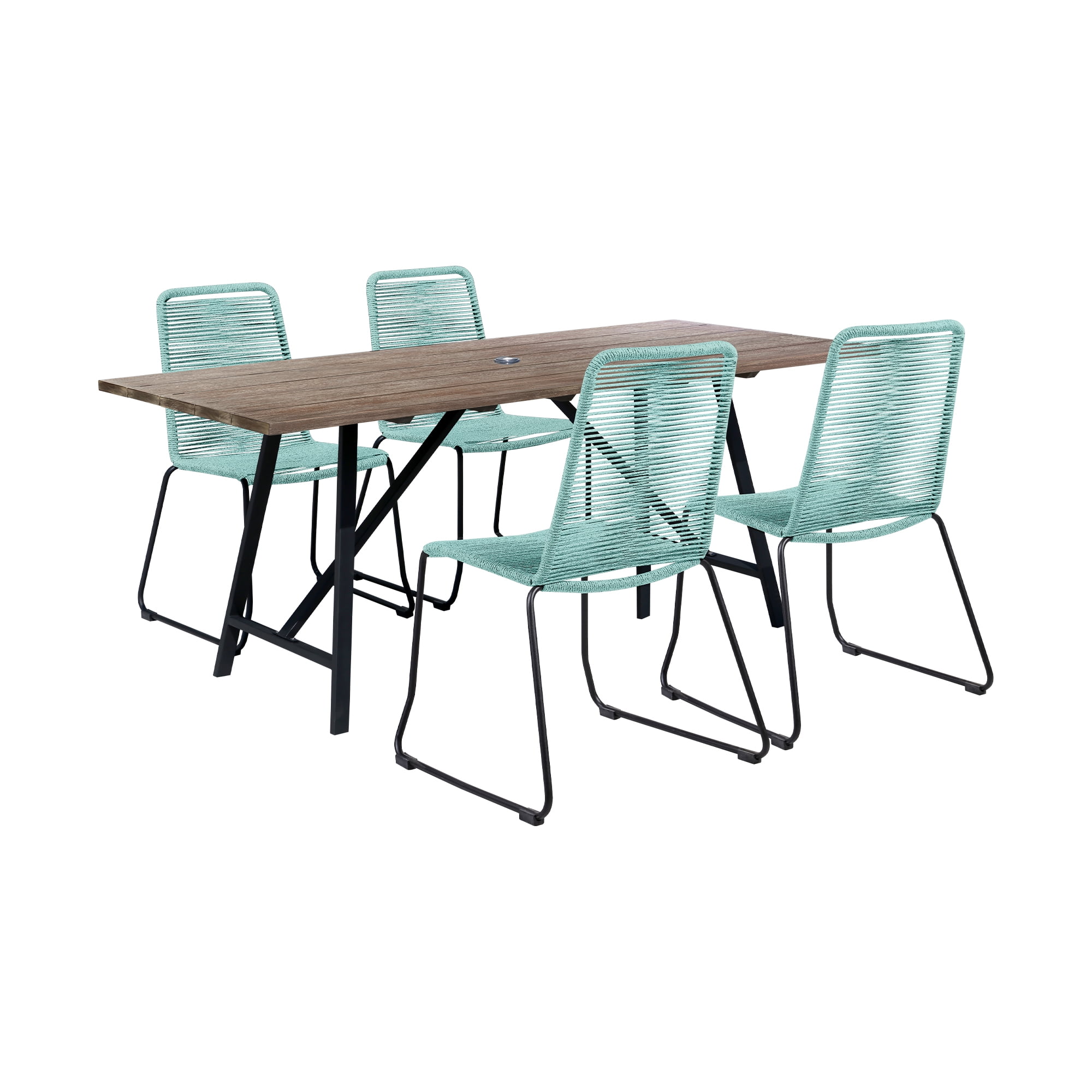 Armen Living Koala Shasta 5-Piece Wood Outdoor Dining Set in Wasabi ...
