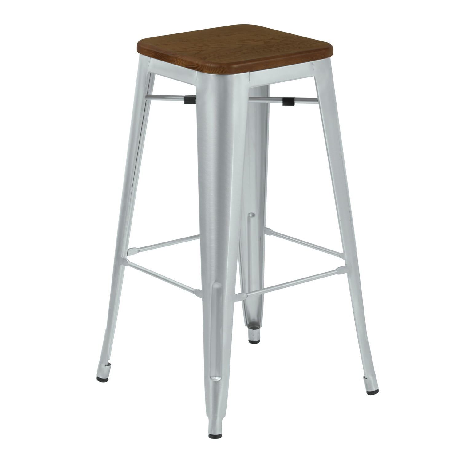 Armen Living LCEMBAASH30 Backless Emery Industrial Barstool in Brushed ...