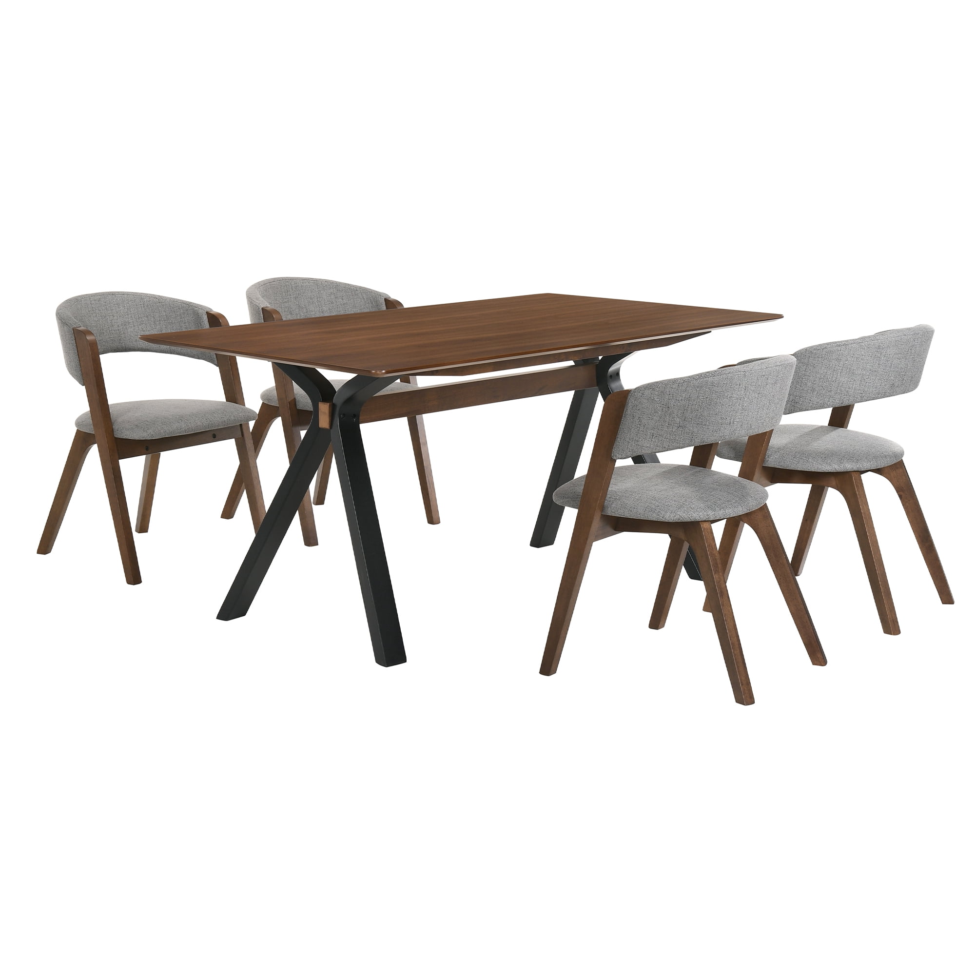 Armen Living Laredo Rowan 5-Piece Wood Dining Table and Chair Set in ...