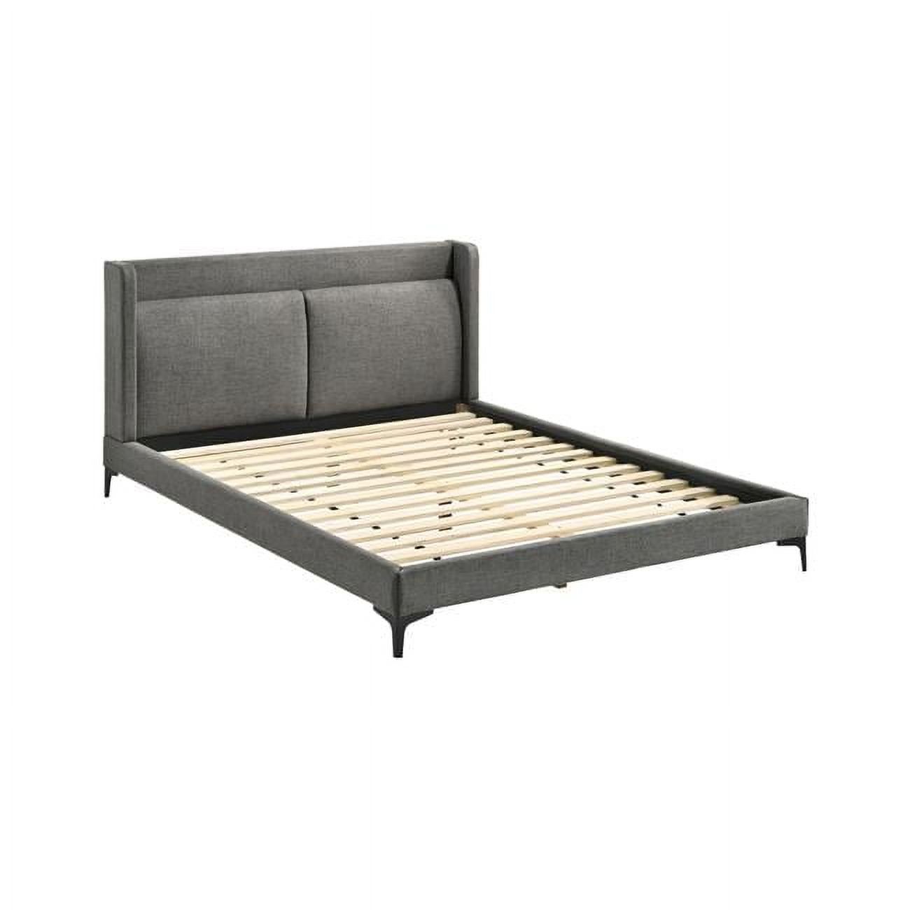Armen Living Legend Grey Fabric Queen Platform Bed with Black Metal ...