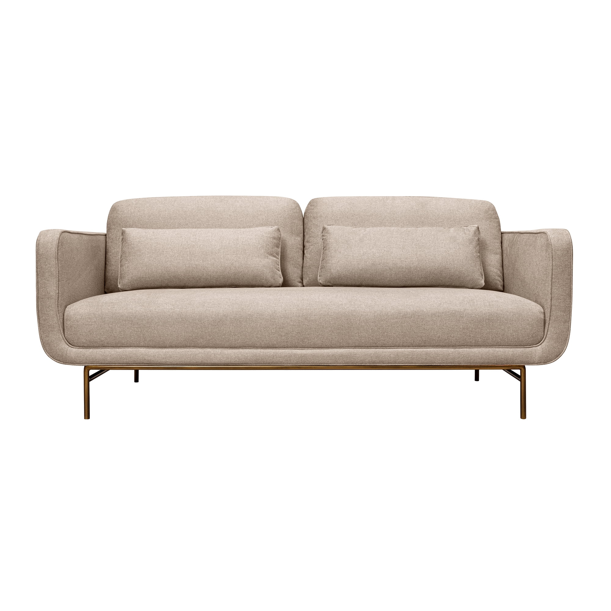 Lilou 77" Beige Fabric Sofa with Antique Brass Metal Legs - Walmart.com