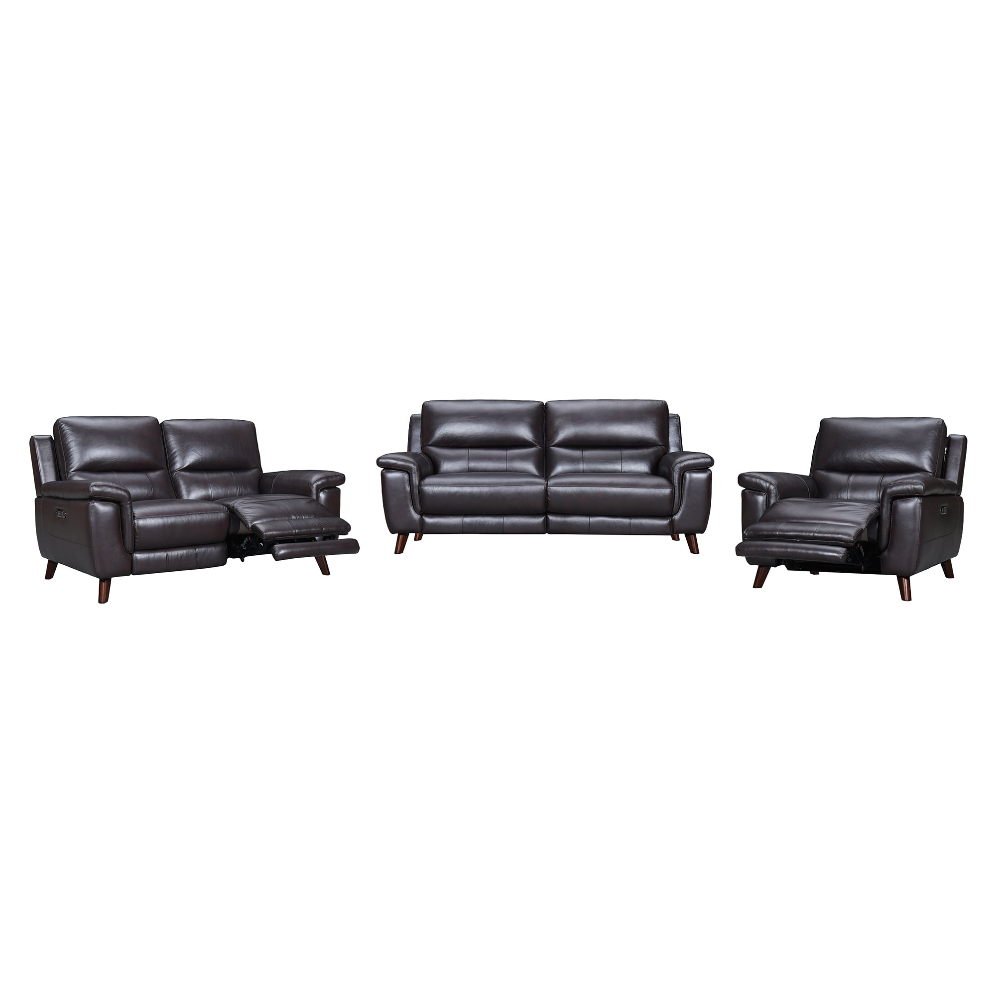 Armen Living Lizette 3-Piece Leather Living Room Power Recliner Set in ...