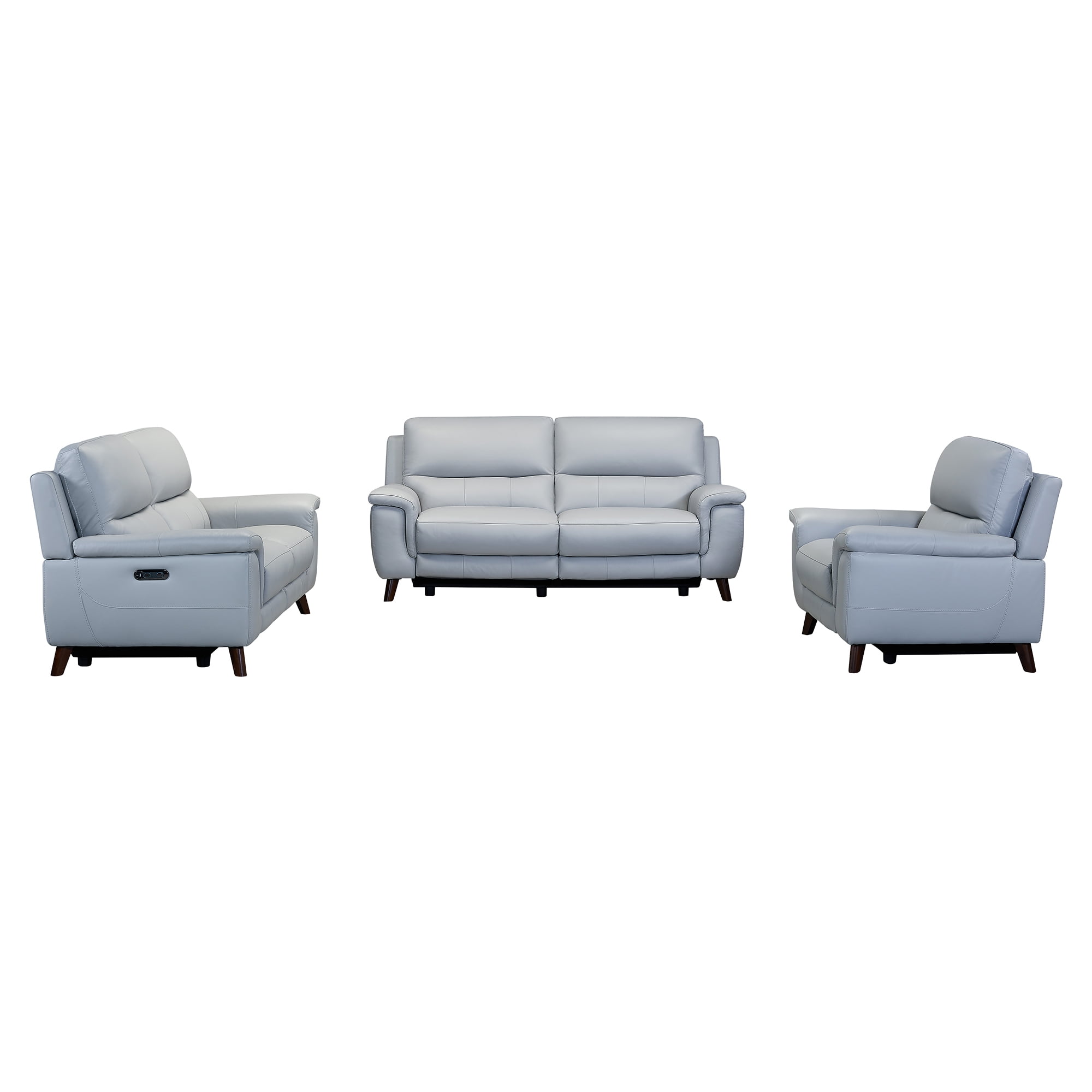 Armen Living Lizette 3-Piece Leather Living Room Power Recliner Set in ...