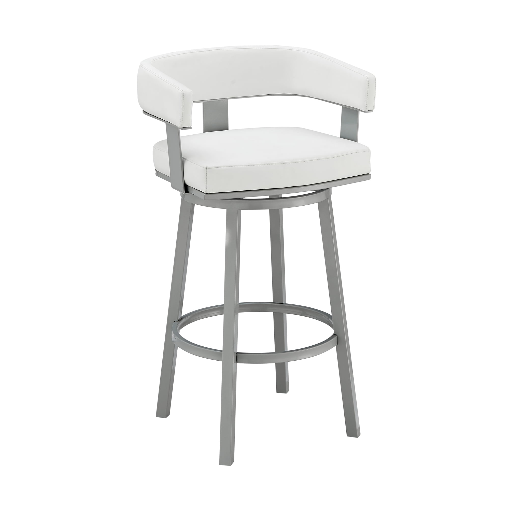 Armen Living Lorin26" Counter Height Swivel Bar Stool in Silver Finish ...