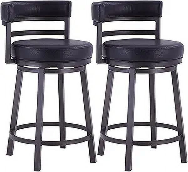Armen Living Madrid 26" Seat Height Swivel Ford Black Faux Leather and ...