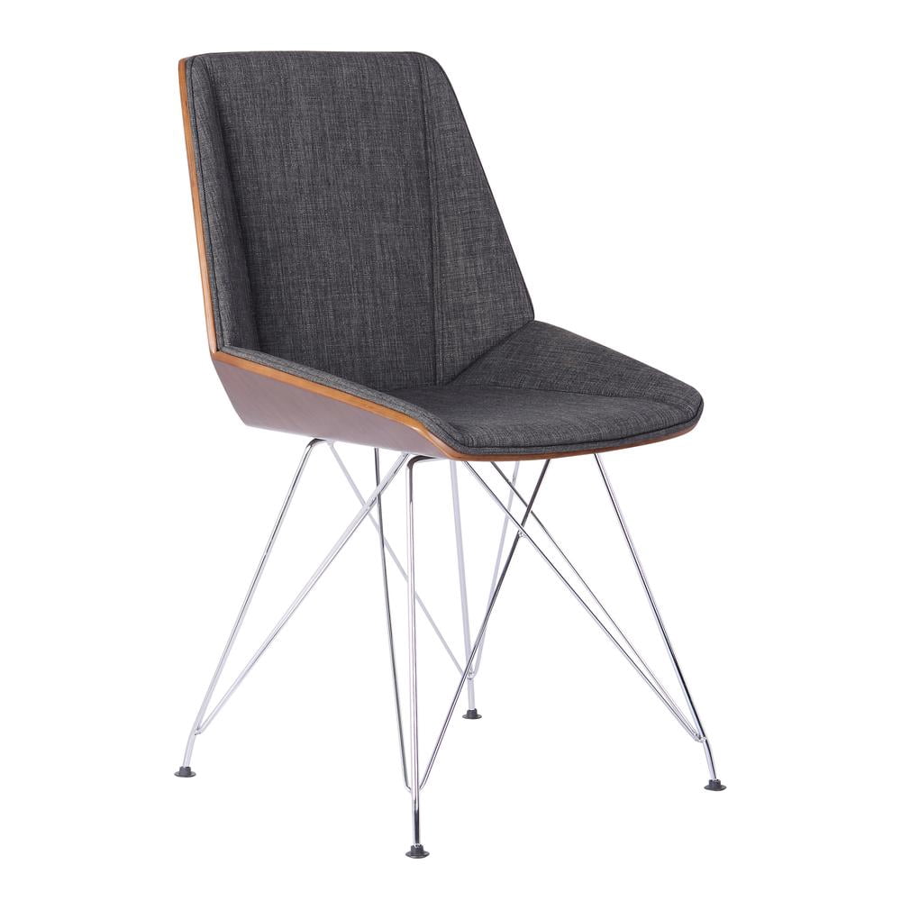 Armen Living Pandora Chair in Chrome finish with Walnut wood and ...