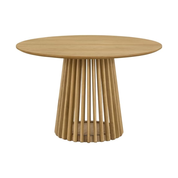 Armen Living Pasadena 47" Wood Round Dining Table in Natural Oak Finish ...