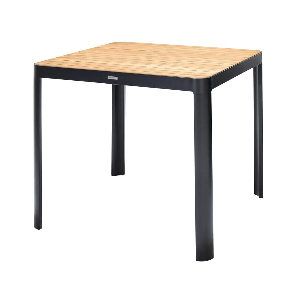 Portals Outdoor Square Bar Table in Natural Teak Wood Top and Black ...