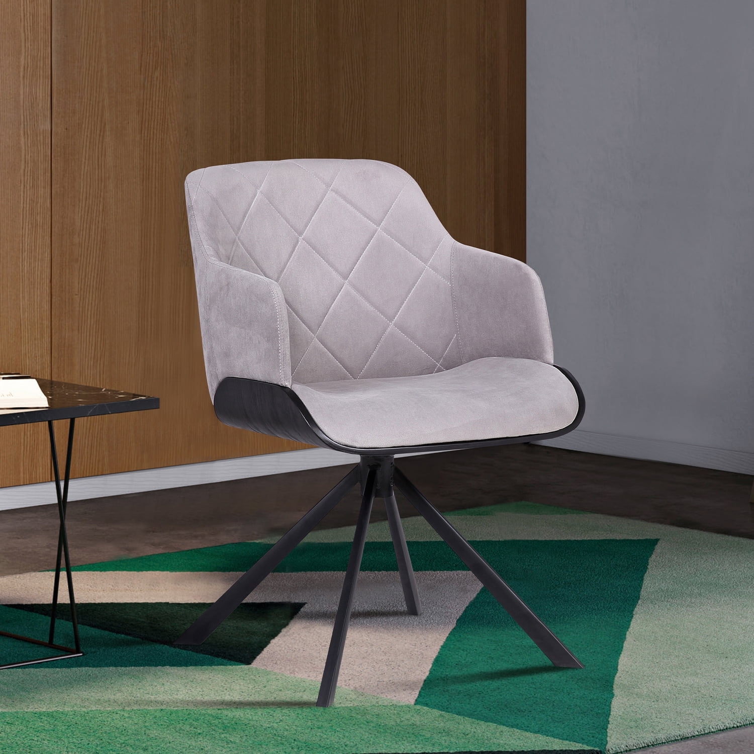 Puma Mid-Century Dining Chair in Black Powder Coated Finish with Grey ...
