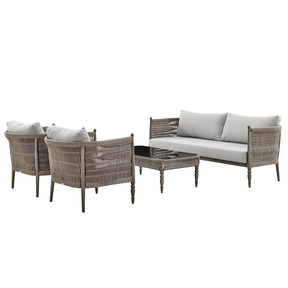 Armen Living SETODSABRBX1 Safari Aluminum & Rope Outdoor Chair, Brown ...