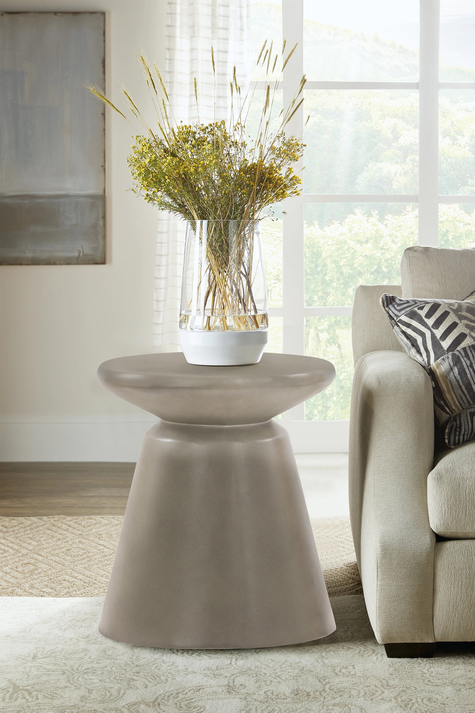 Umbre Concrete Indoor Outdoor Accent Stool End Table - Walmart.com